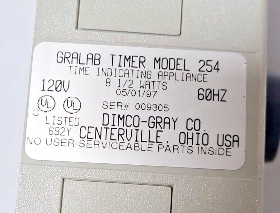 Gra Lab Model 254 60 Min Timer, Dark Room, Wall Hanger, Lab