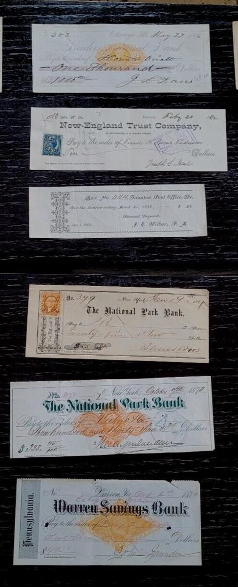 Lot of 36 Checks Pre 1900's Historic Vintage Bank Cheques Collectible