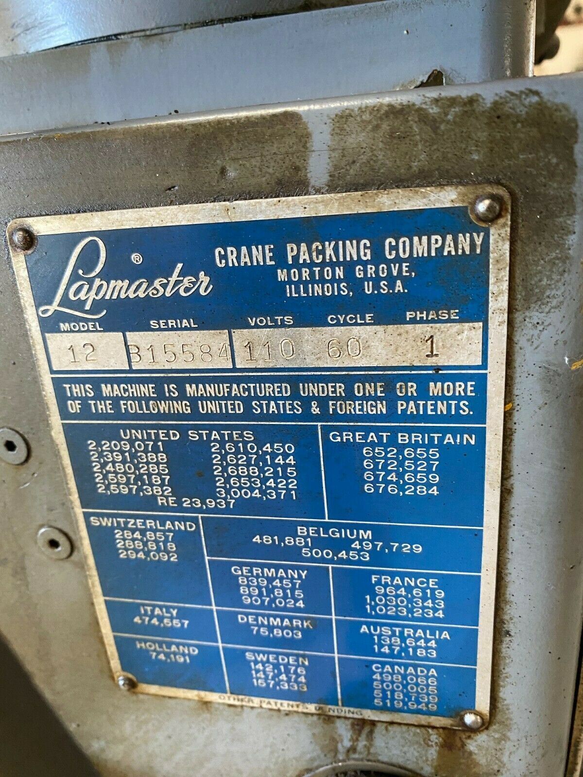 12" Lapmaster 12 Lapping Machine Single Phase