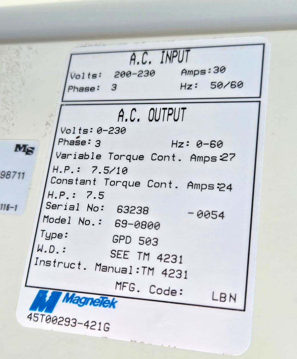 Haas MAGNETEK VF 0 1 2 3 GPD-503 69-0800 AC Inverter VFD Drive GPD503