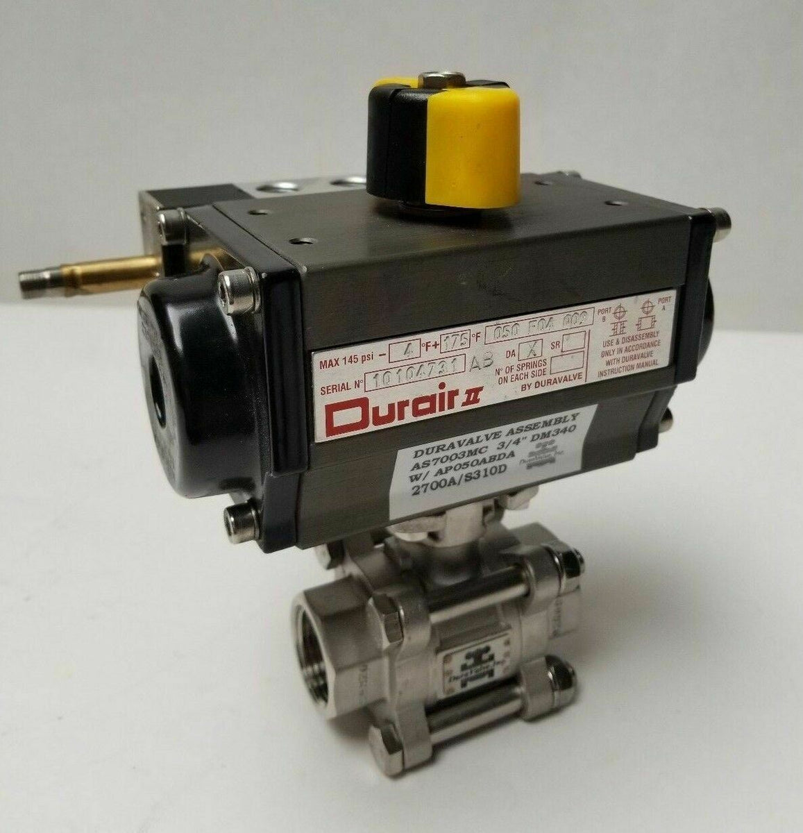 DuraValve Assembly Durair II AS7003MC 3/4 DM340 2700/S310D Actuator Va