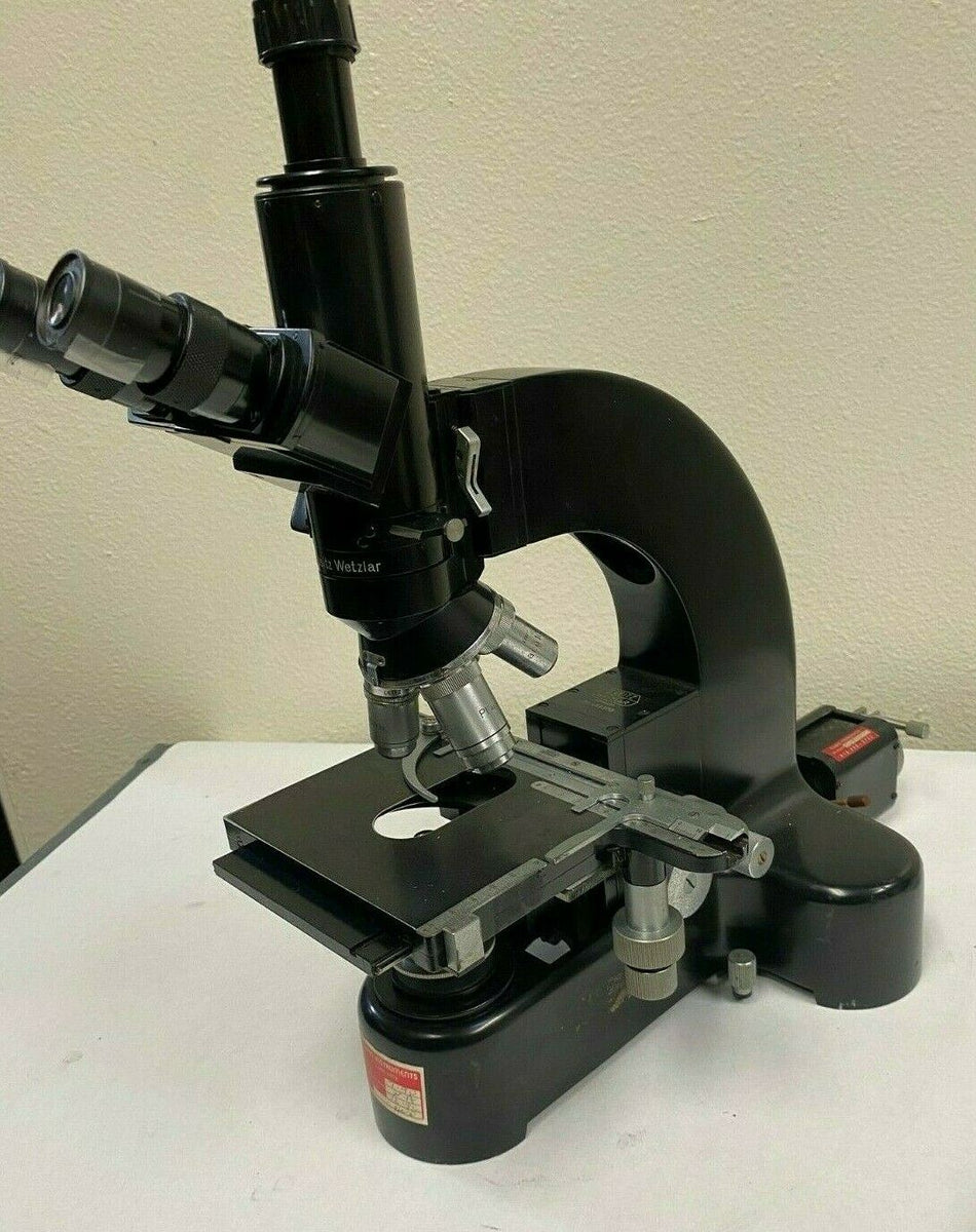 Vintage E. Leitz Wetzlar Binocular Microscope GERMANY 483370 Objective