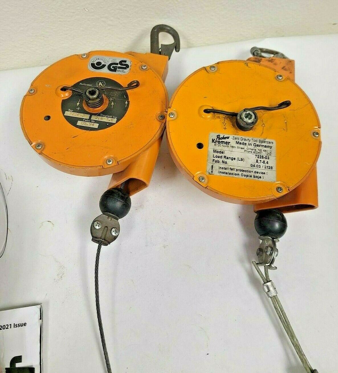 2 PACKERS KROMER 7228-03 USED ZERO GRAVITY BALANCER 5.7-8.4 LBS 722803
