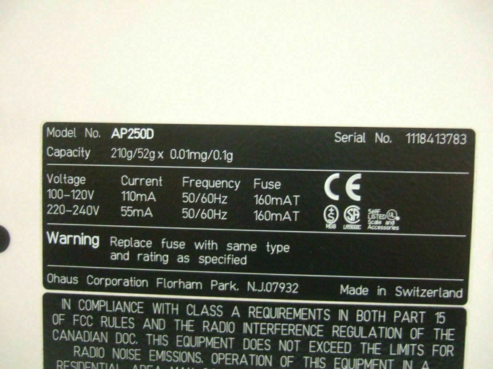 OHAUS Model AP250D Analytical Plus Balance Scale 1118413783 Electronic