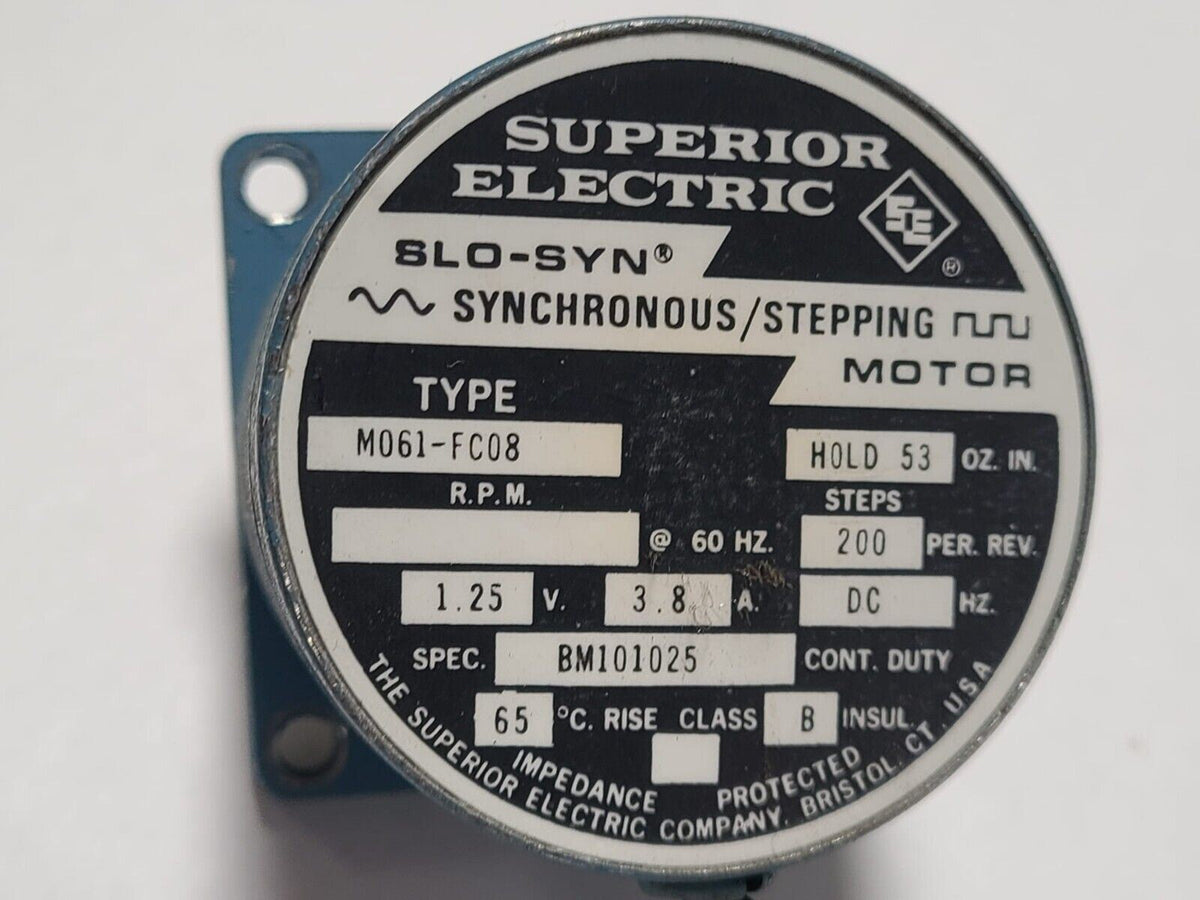 Superior Electric M061-FC08 Synchronous Stepper Motor 1.25V 3.8A