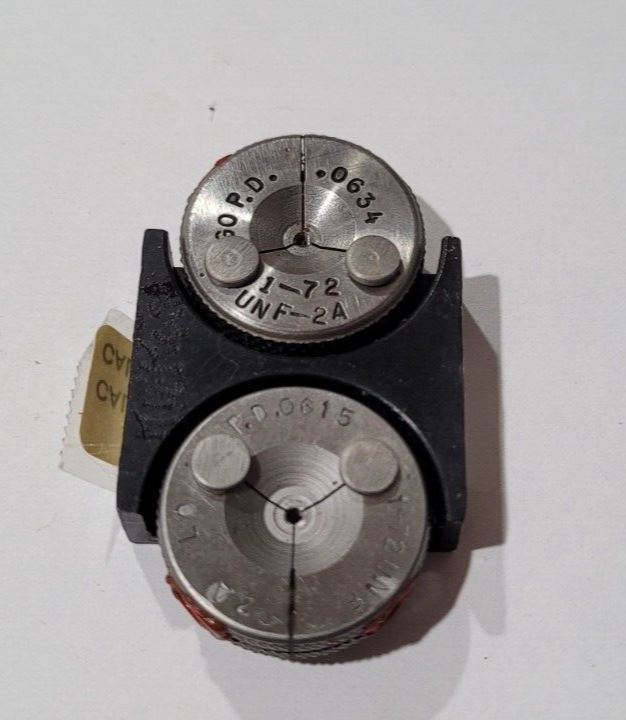 Set of 1-72 UNF-2A GO and NO GO Set Thread Ring Gage P.D. .0634 and .0