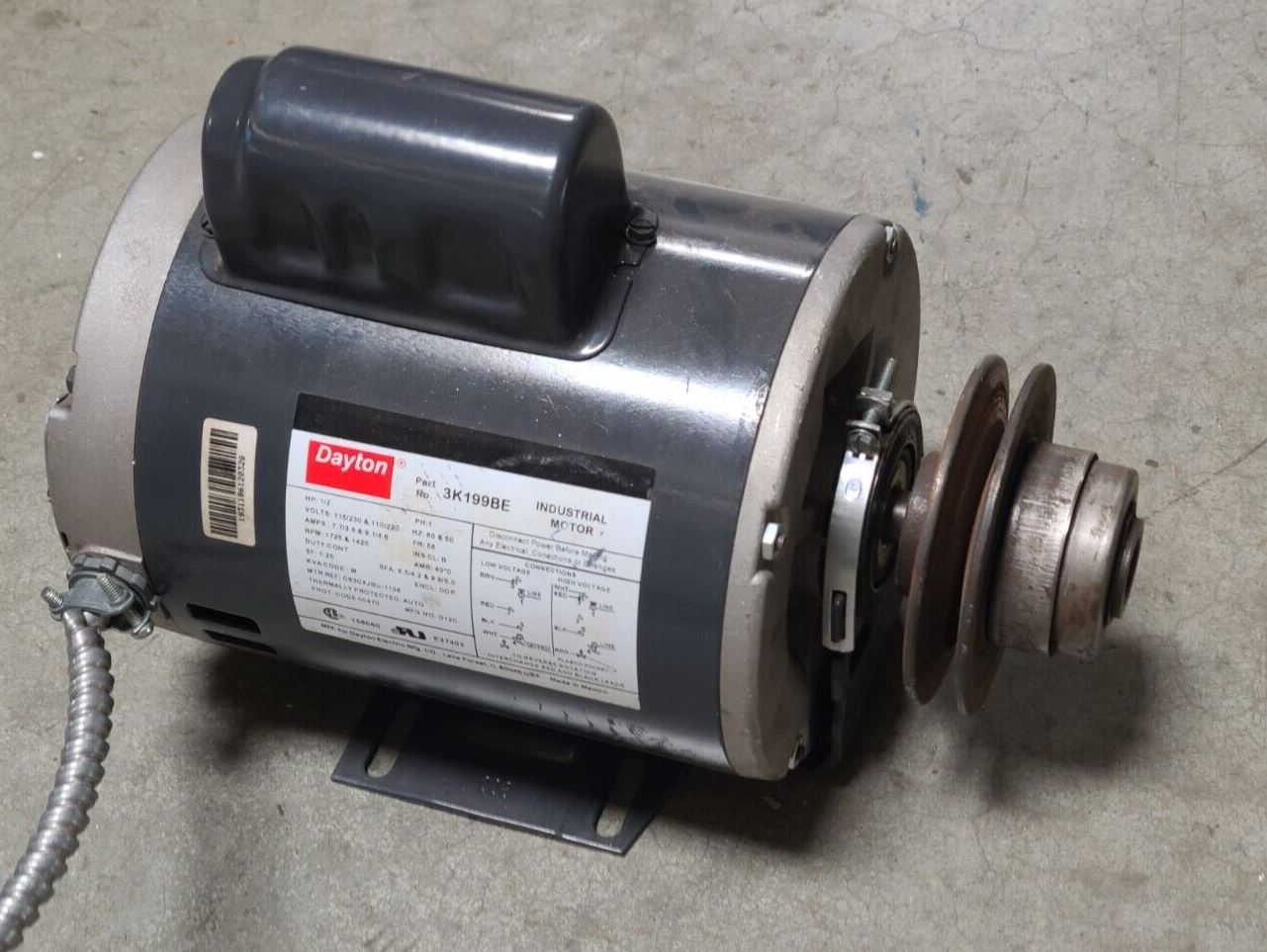 DAYTON Belt Drive Motor 3K199BE 1/2 HP