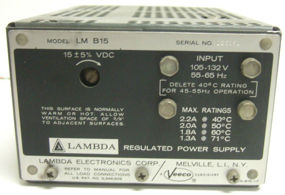 Lambda LM B15 LMB15 DC Modular Power Supply 120 VAC 15 VDC 2.2 Amps