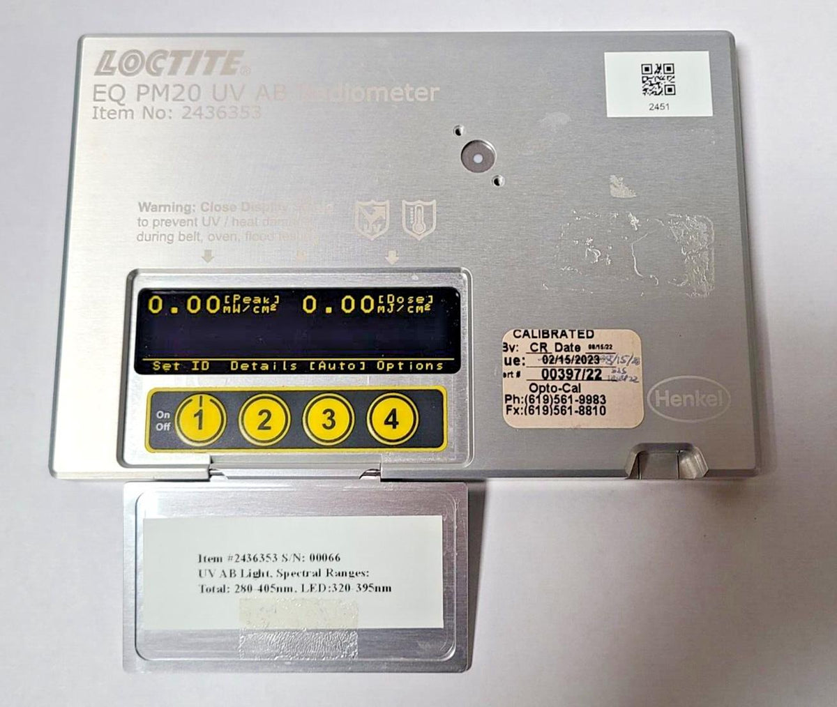 The Loctite EQ PM20 UV AB RADIOMETER / DOSIMETER Free Shipping