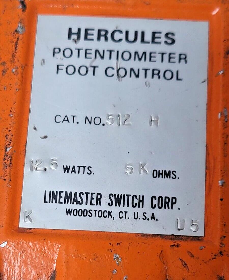 Linemaster Hercules 512 H HEAVY DUTY FOOT SWITCH POTENTIOMETER