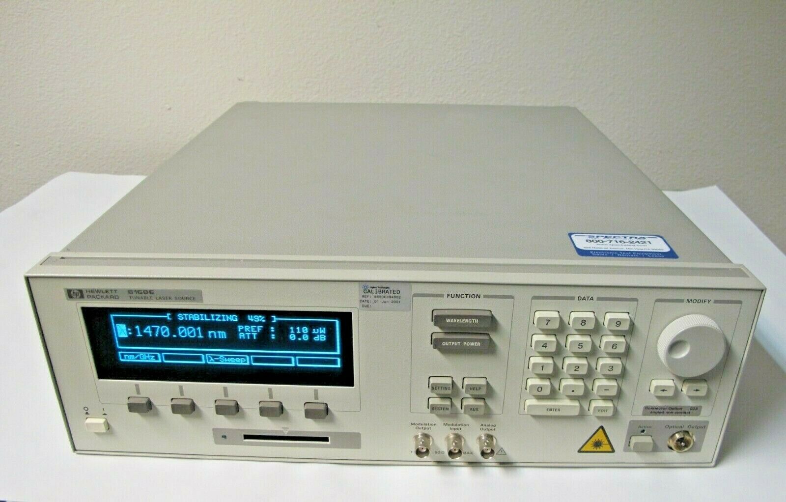 HP Hewlett Packard Keysight Agilent 8168E Tunable Laser Source Tested