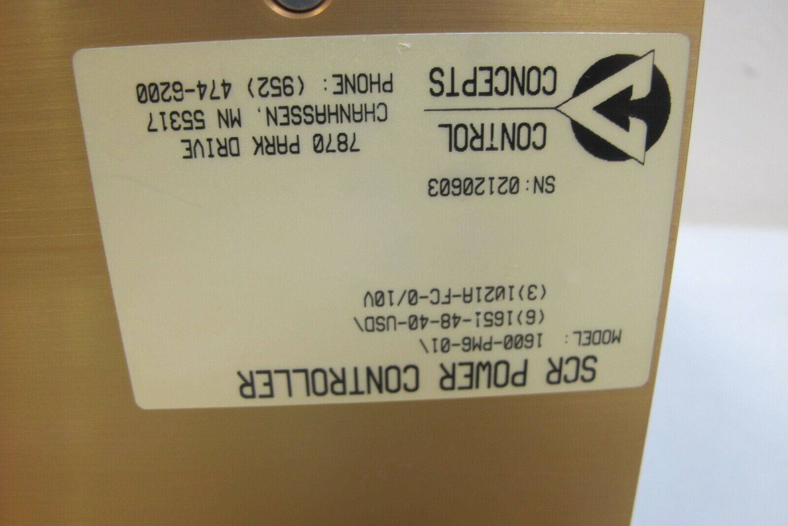 CONTROL CONCEPTS 1600-PM6-01 (6) 1651-48-40-USD 1021A-FC-0 SCR Power C