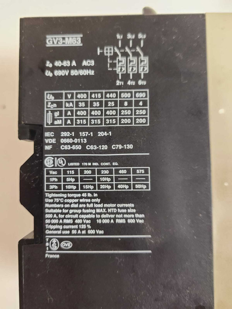 Telemecanique GV3-M63 Manual Motor Starter