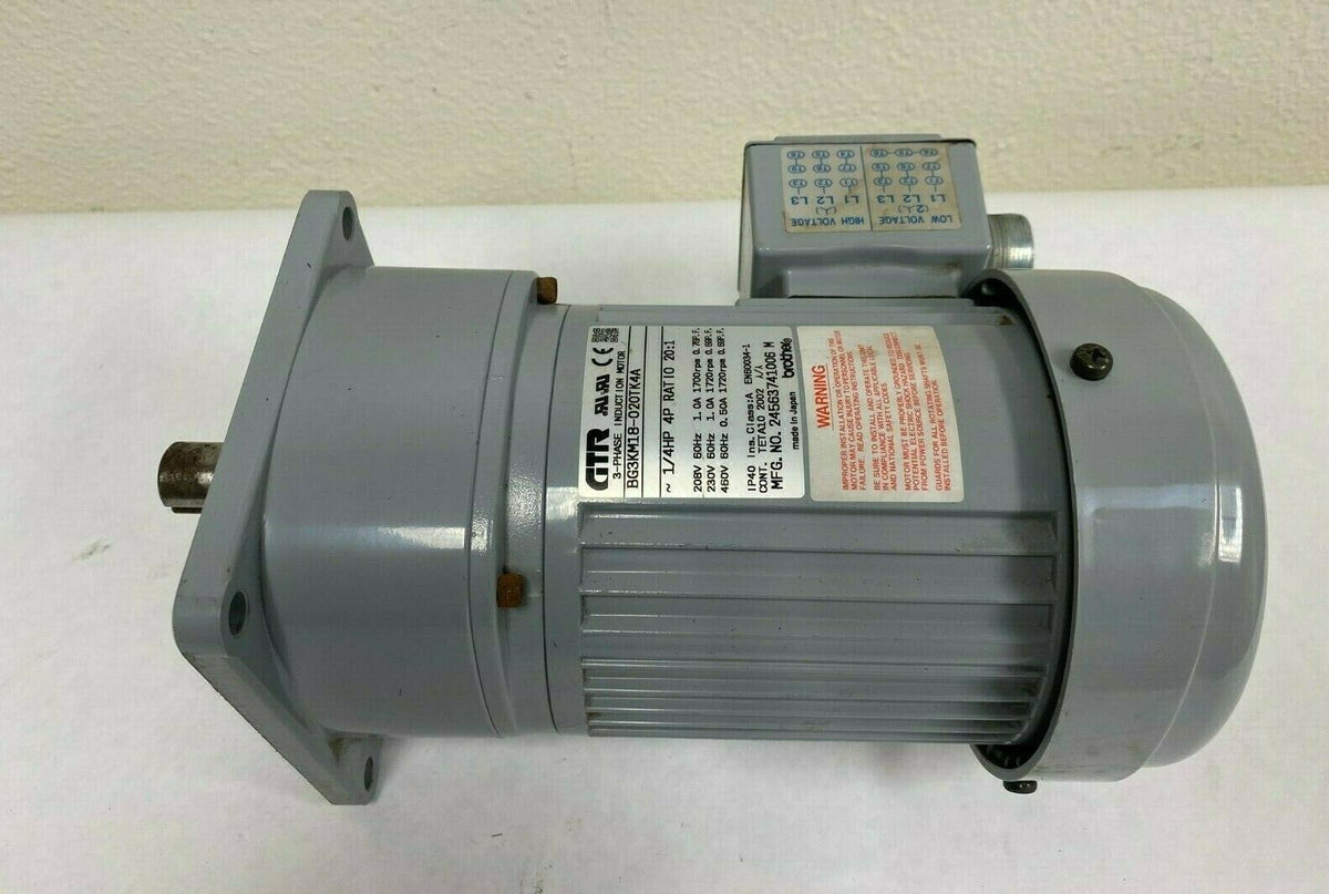 Brother BG3KM18-020TK4A GTR 3 Phase Induction Motor 1/4HP 20:1