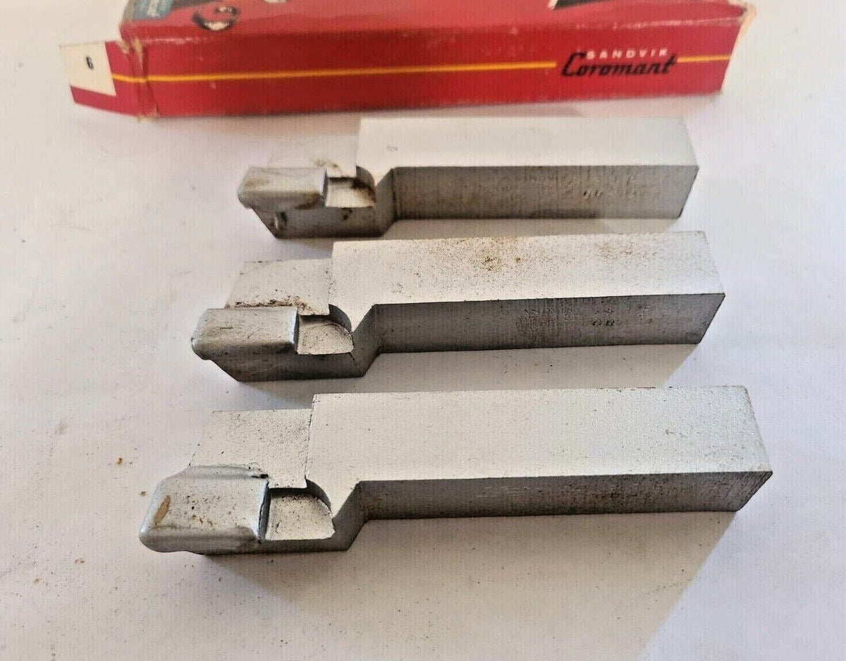 Lot of 3 SANDVIK Coromant Brazed Carbide Lathe Tool Bits 3/4” Shank S1