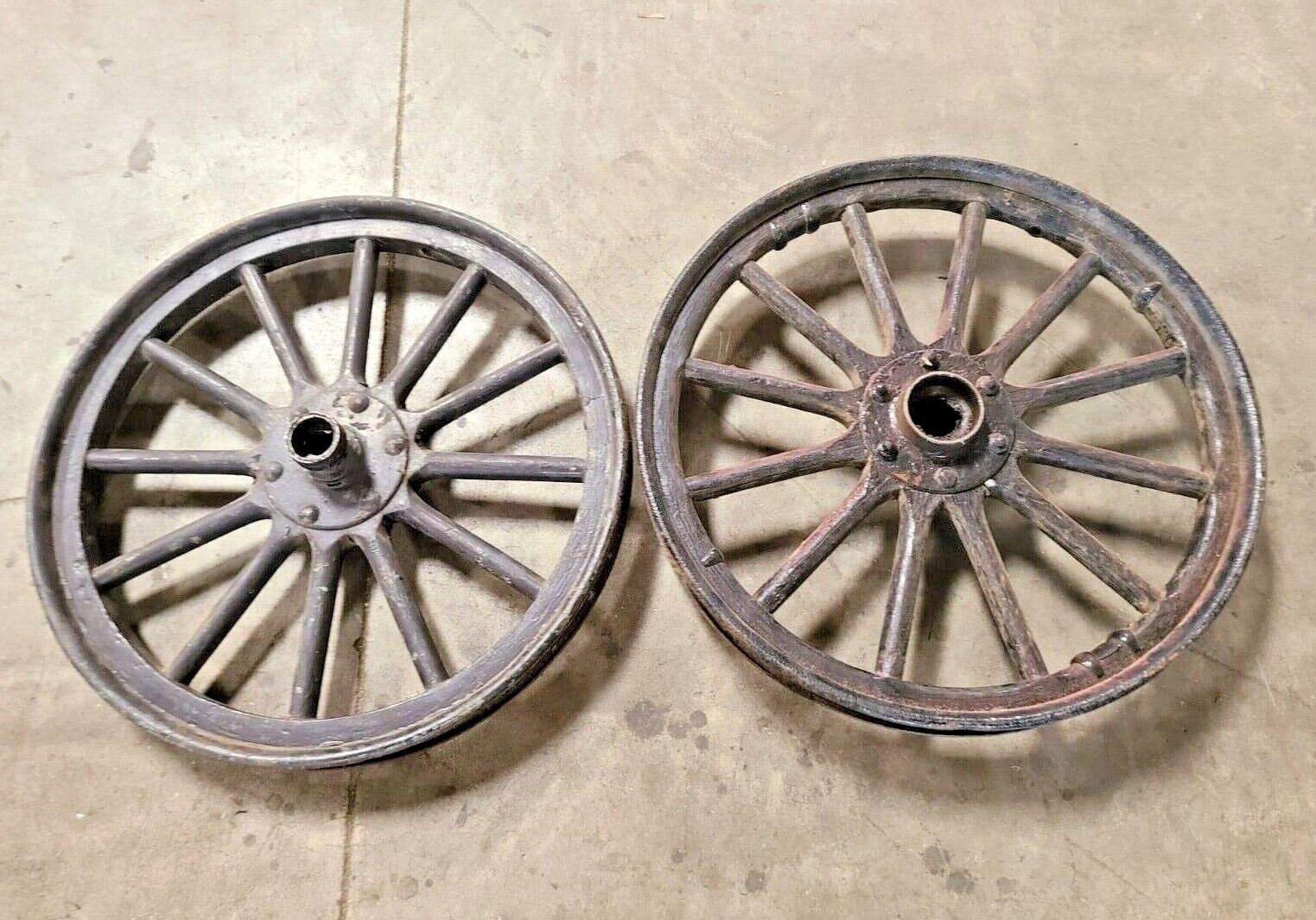 Lot Of 2 Vintage Model T Ford Wooden Spoke Wheel 24" 12 Spoke Original