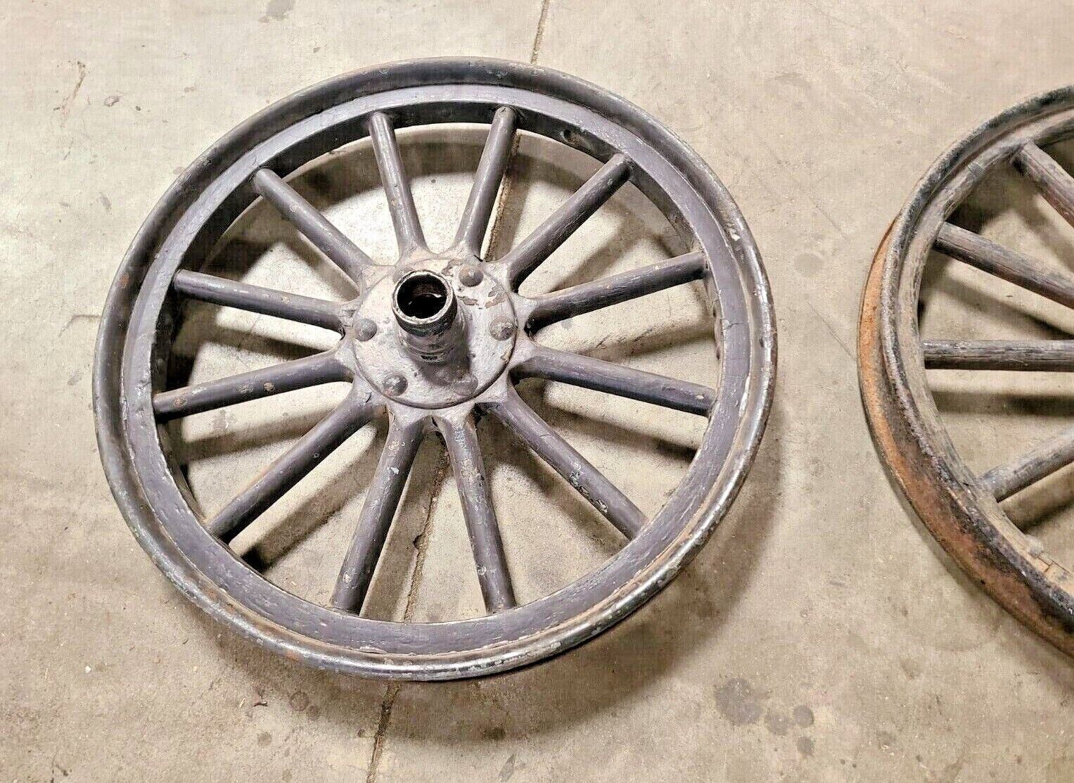 Lot Of 2 Vintage Model T Ford Wooden Spoke Wheel 24" 12 Spoke Original