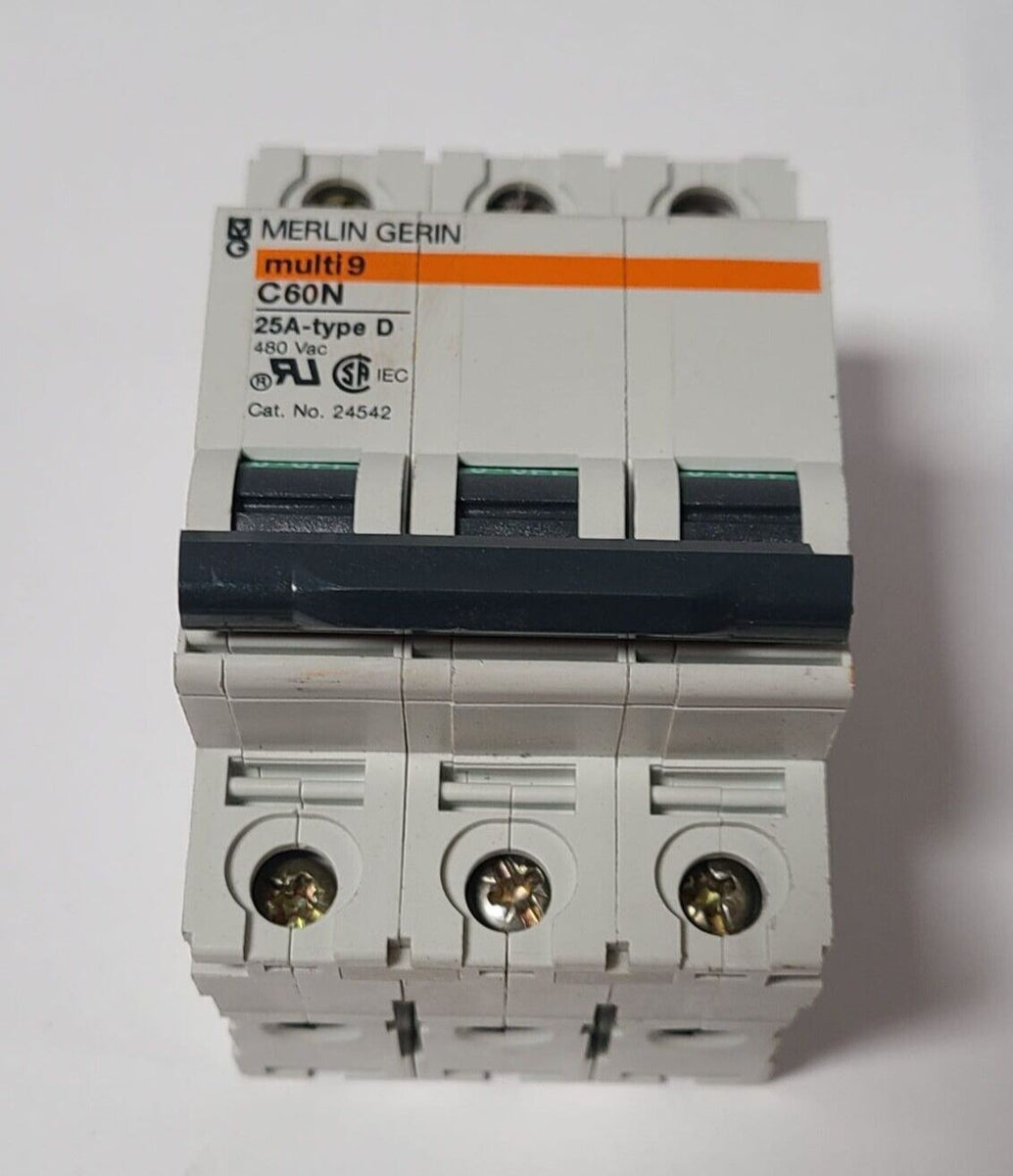 MERLIN GERIN multi9 C60N 25A type C 480 Vac 24542 Breaker 3 Poles