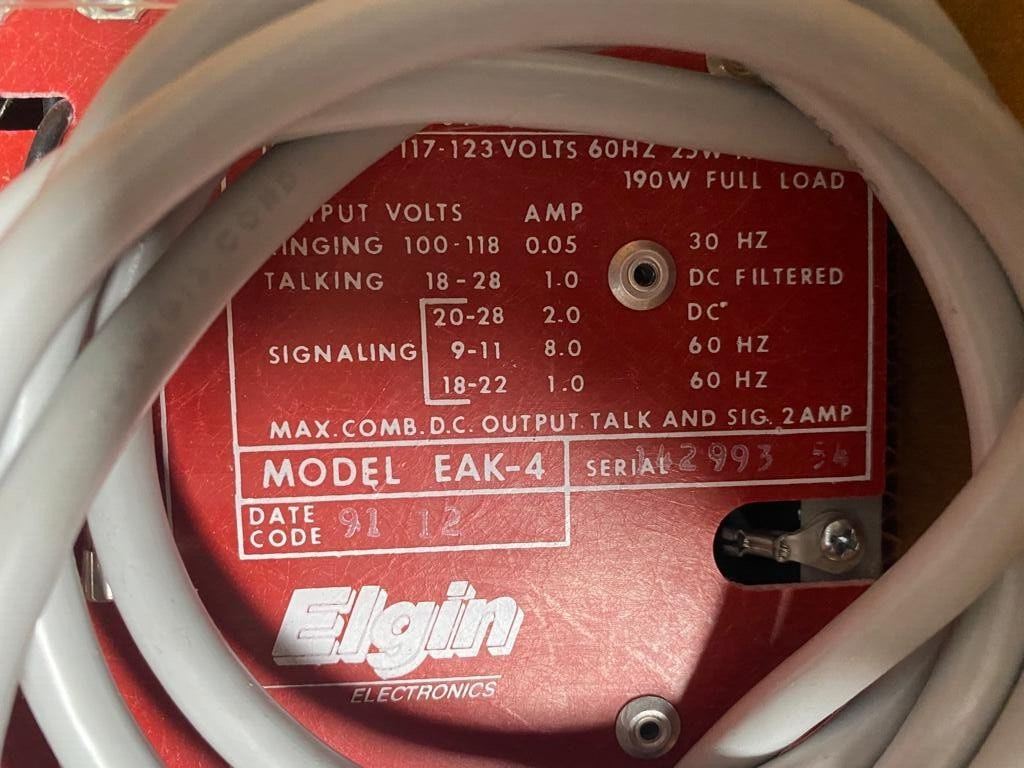 Elgin Electronics Model EAK-4 Power Supply New