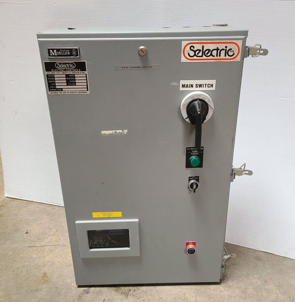 Klockner Moeller Selectric Control Panel Electric Industrial Water Sys