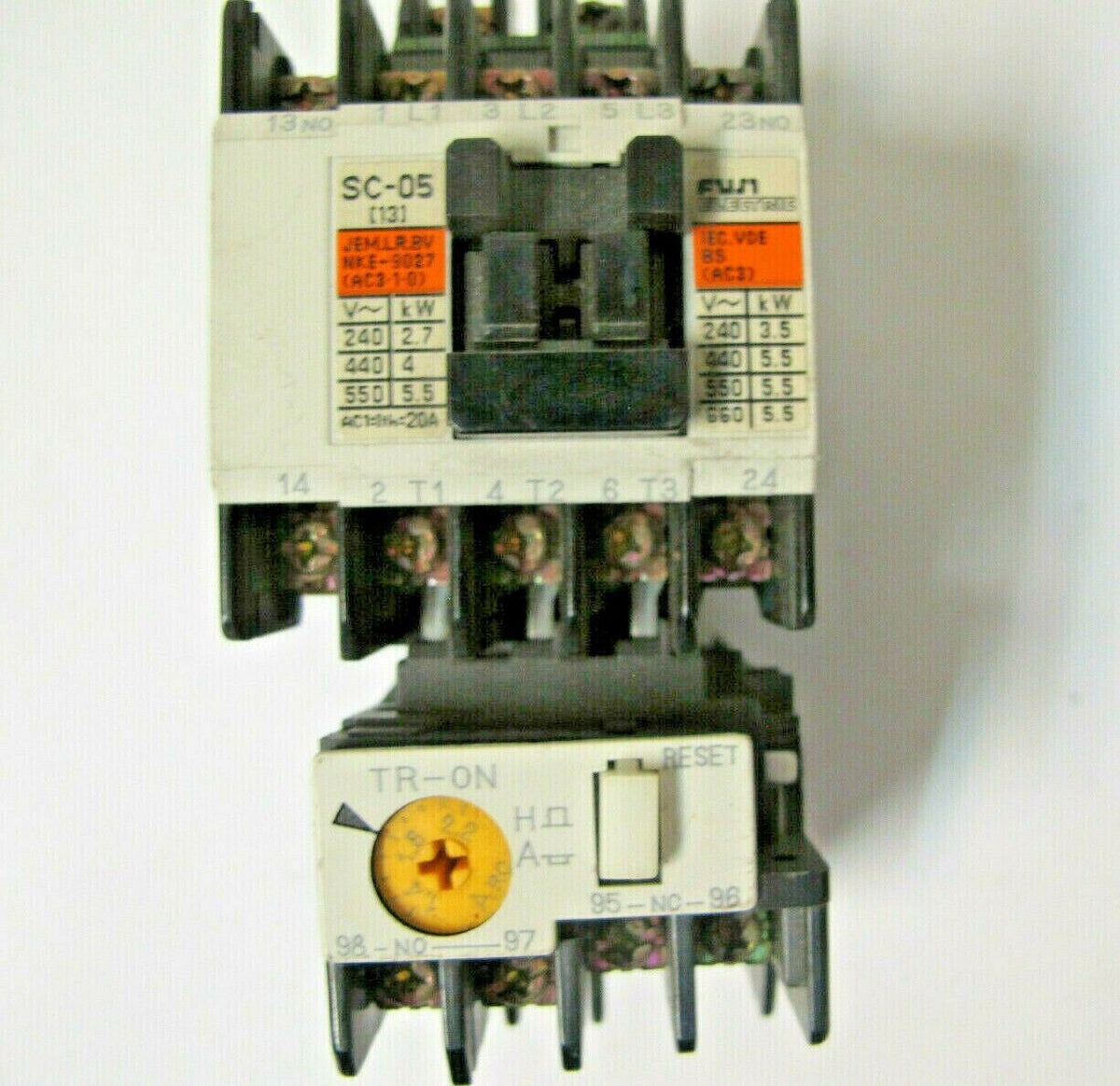 Fuji Electric SC-05 Contactor 10HP W/ TR-0N Overload Relay Cover 600V