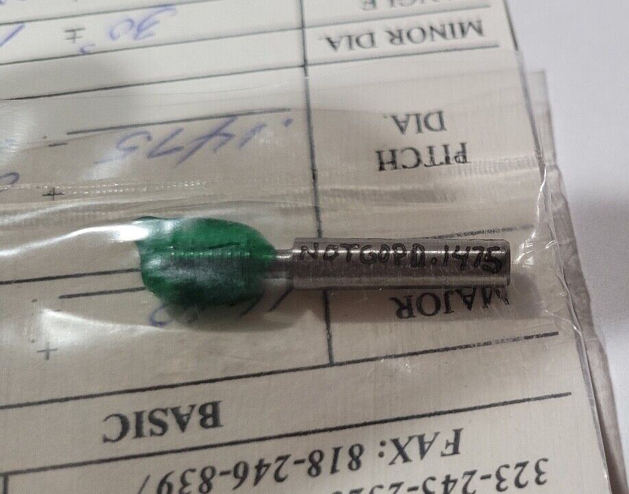 8-32 UNC-2B Thread Plug Gage NO GO P.D. .1475 Certification