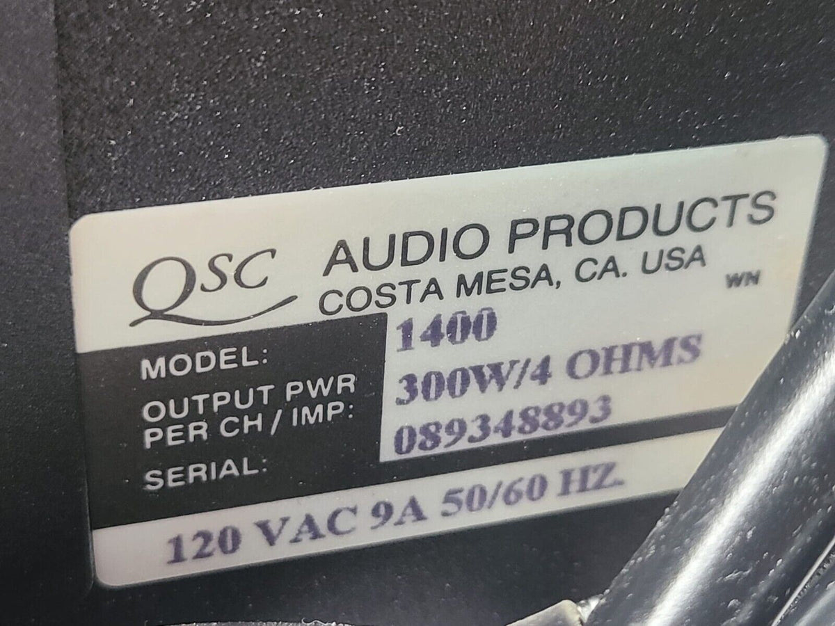 QSC Model 1400 Stereo Channel Stereo Power Rack Mount Amplifier