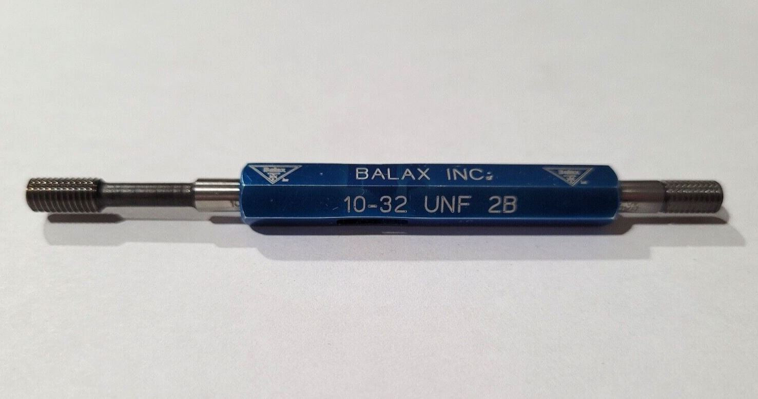 10-32 UNF 2B BALAX GO & NO GO Thread Plug Gages GO P.D. .1697 & NOGO