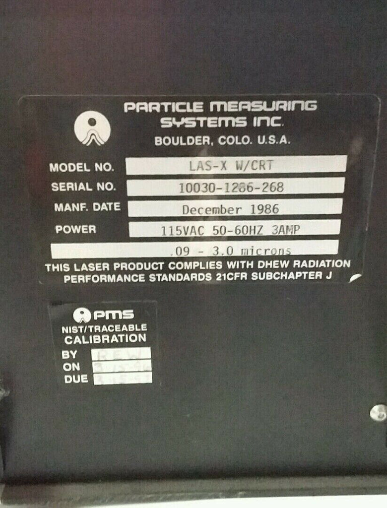 PMS Particle Measuring Systems LAS-X W/CRT Laser Counter Aerosol Spect
