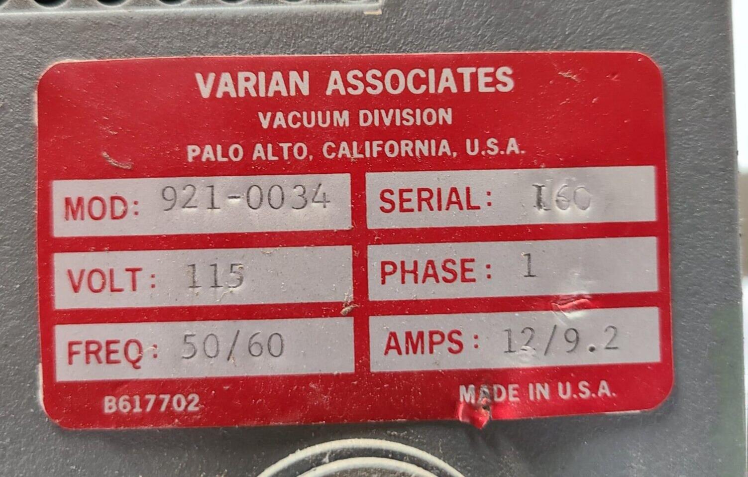 Varian Vacion Vacuum Pump Control Unit 921-0034