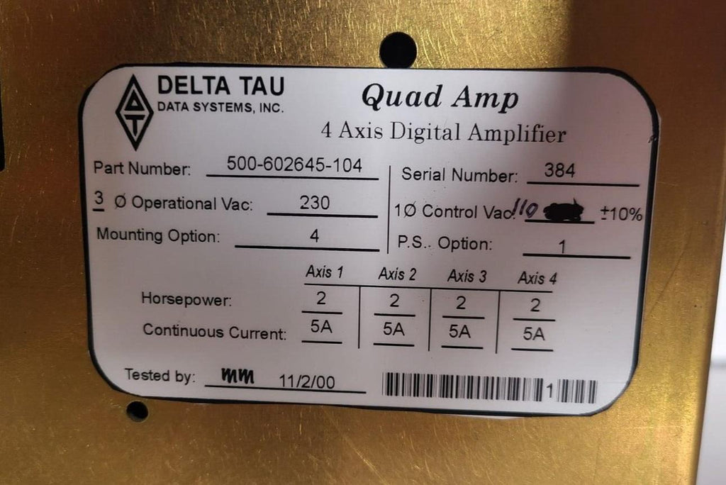 DELTA TAU 500-602645-104 QUAD AMP 4 AXIS DIGITAL AMPLIFIER