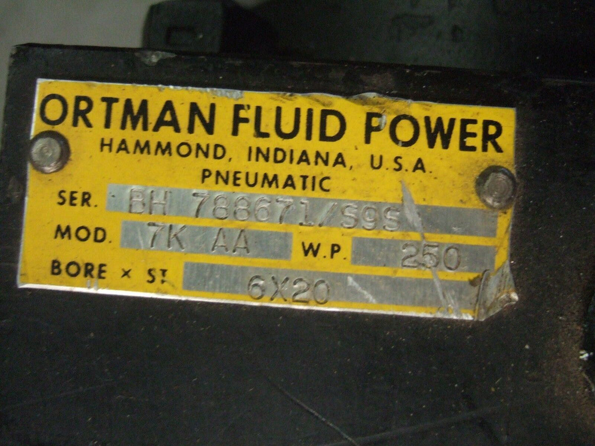 Ortman Fluid Power Cylinder Model 7K AA Size 6" Bore 20" Stroke