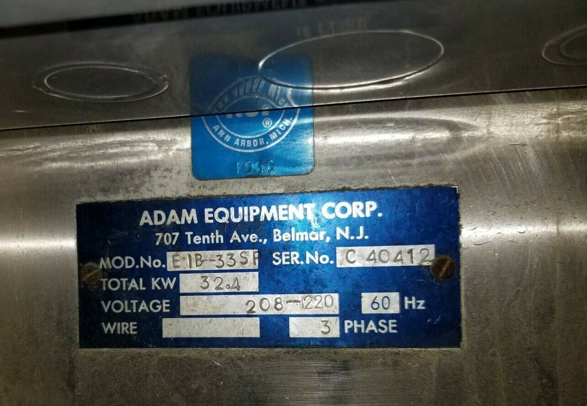 3 Deck Commercial Oven Adam Equipment Model EIB - 33SP