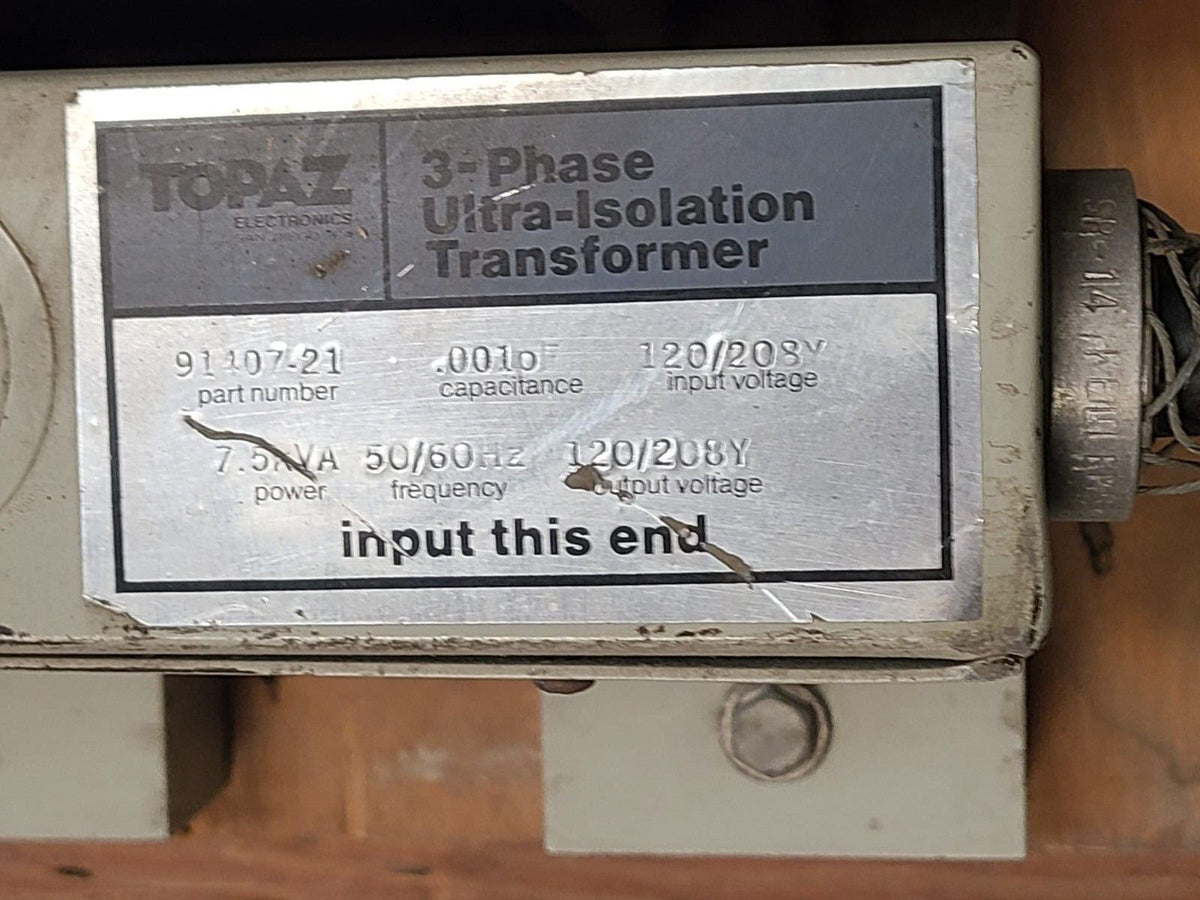 Topaz Ultra Isolator Transformer 3 Phase 7.5 KVA 120/208Y