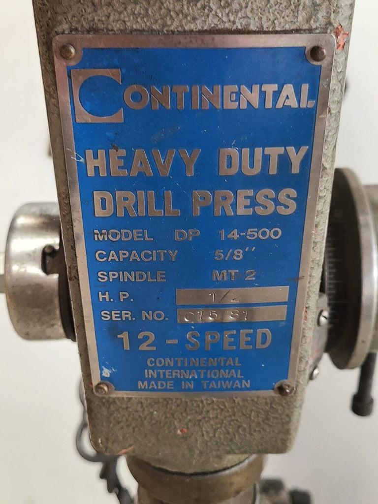 Continental Heavy Duty drill press DP 14-500 1/2 HP 12 Speed Single Ph