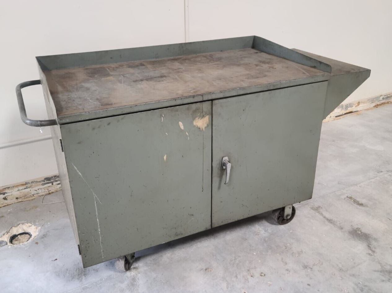 Metal Mobile Work Bench Cabinet Cart On Wheels 48 x 26 x 36