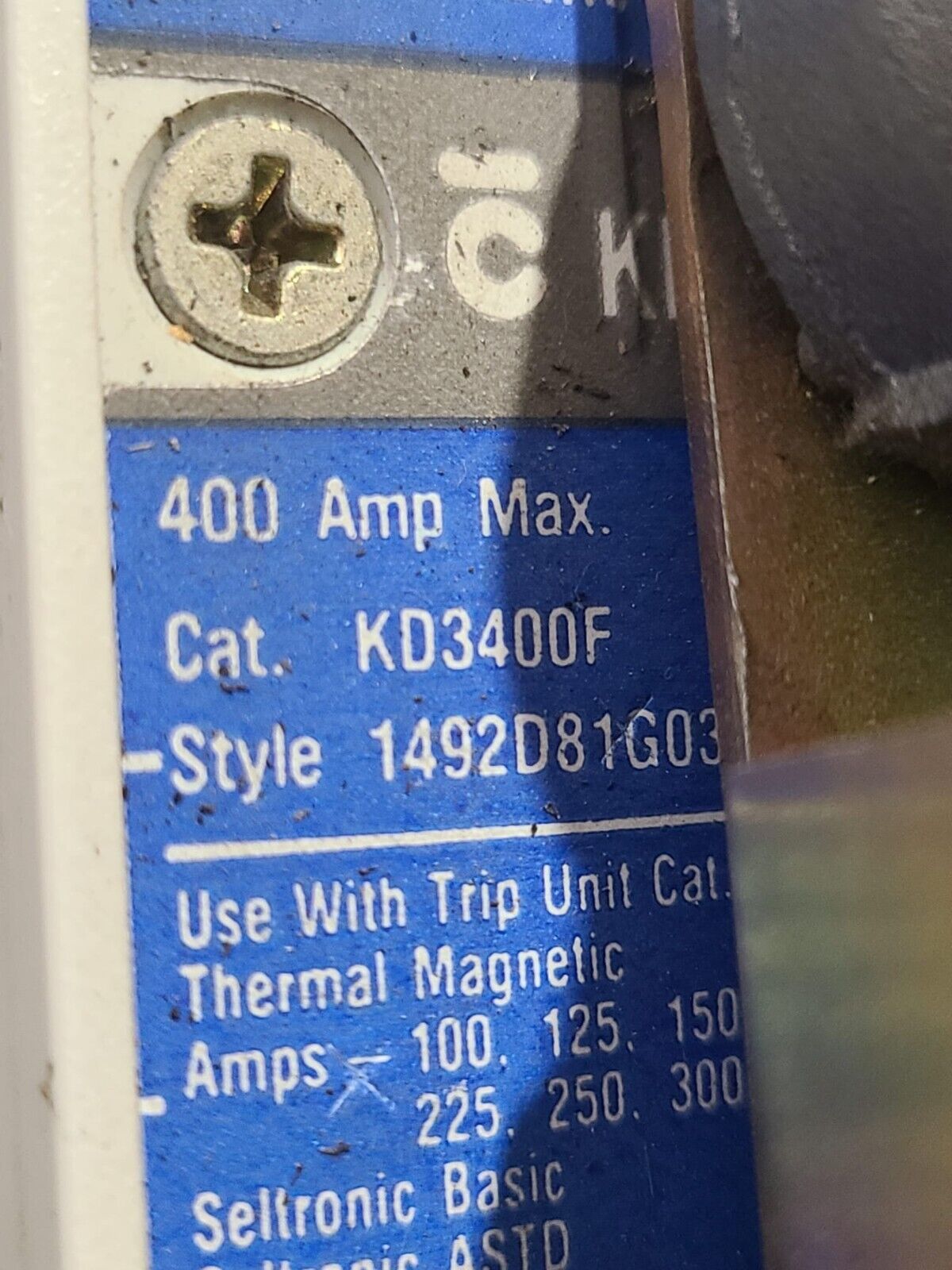 Westinghouse KD3400F 3 Pole Eaton Cutler Circuit Breaker 400 AMP