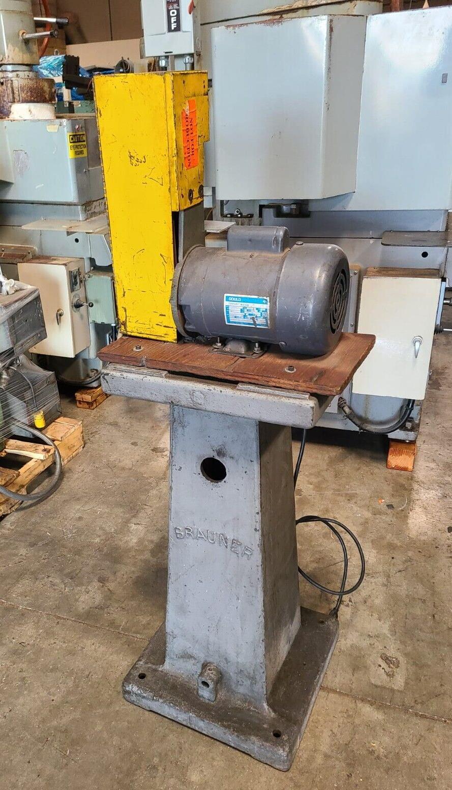 Brauner Heavy Duty Belt Sander 4" On Pedestal Gould 1/2 Hp Motor