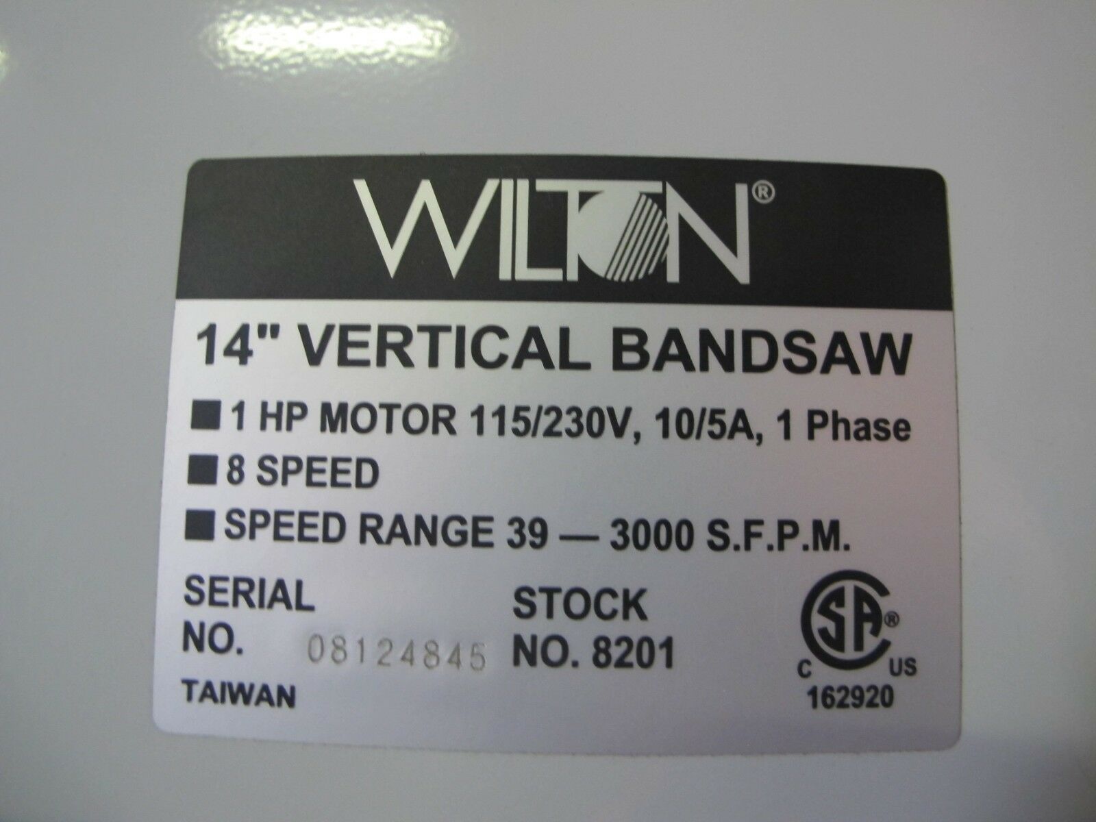 Wilton 14" Vertical Band Saw No 8201 Single Phase Very Nice Machine
