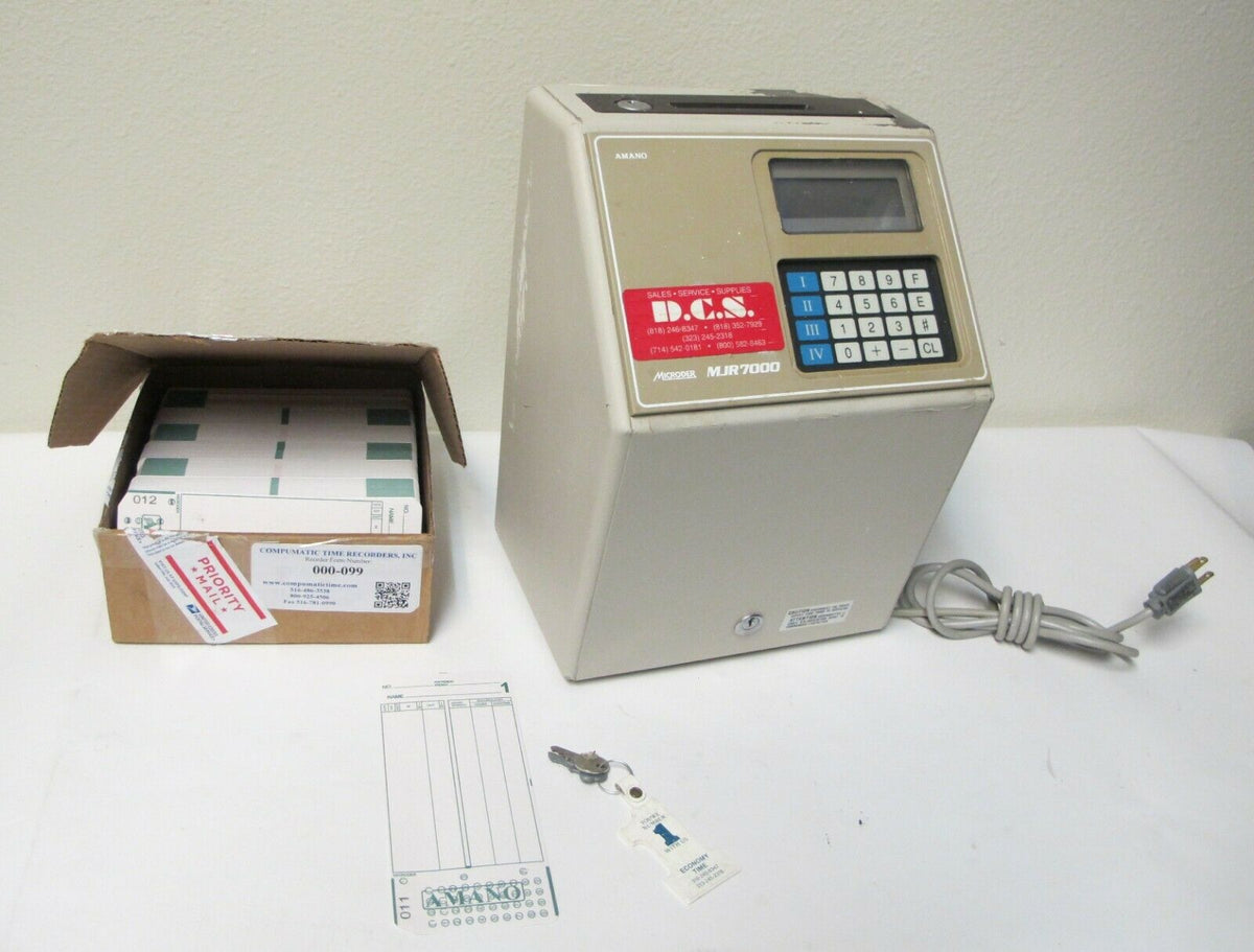 Amano Microder MJR7000 Computerized Time Clock Timecards Eith KEY and