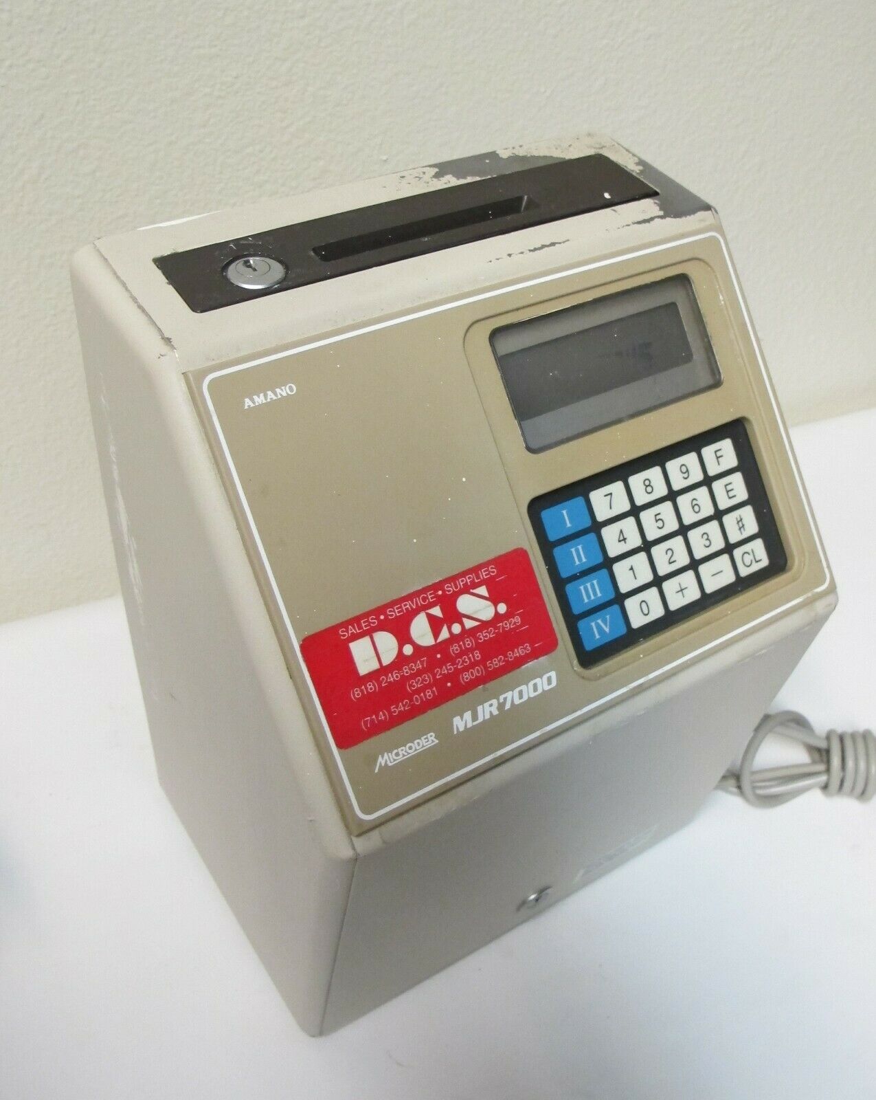 Amano Microder MJR7000 Computerized Time Clock Timecards Eith KEY and