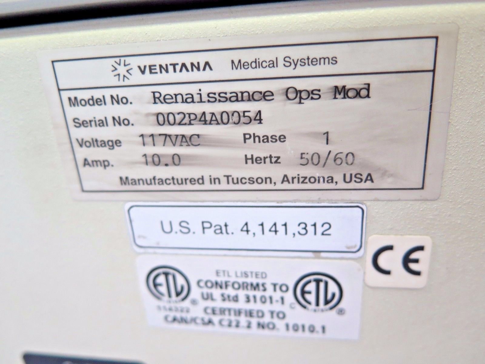 Ventana Renaissance Ops Mod Tissue Processor Machine