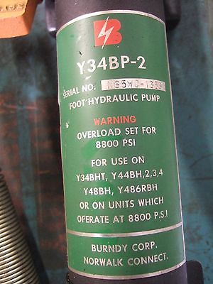 BURNDY Y34BP-2 Foot Hydraulic Pump Y48BH Hypress Operating Head Pressu
