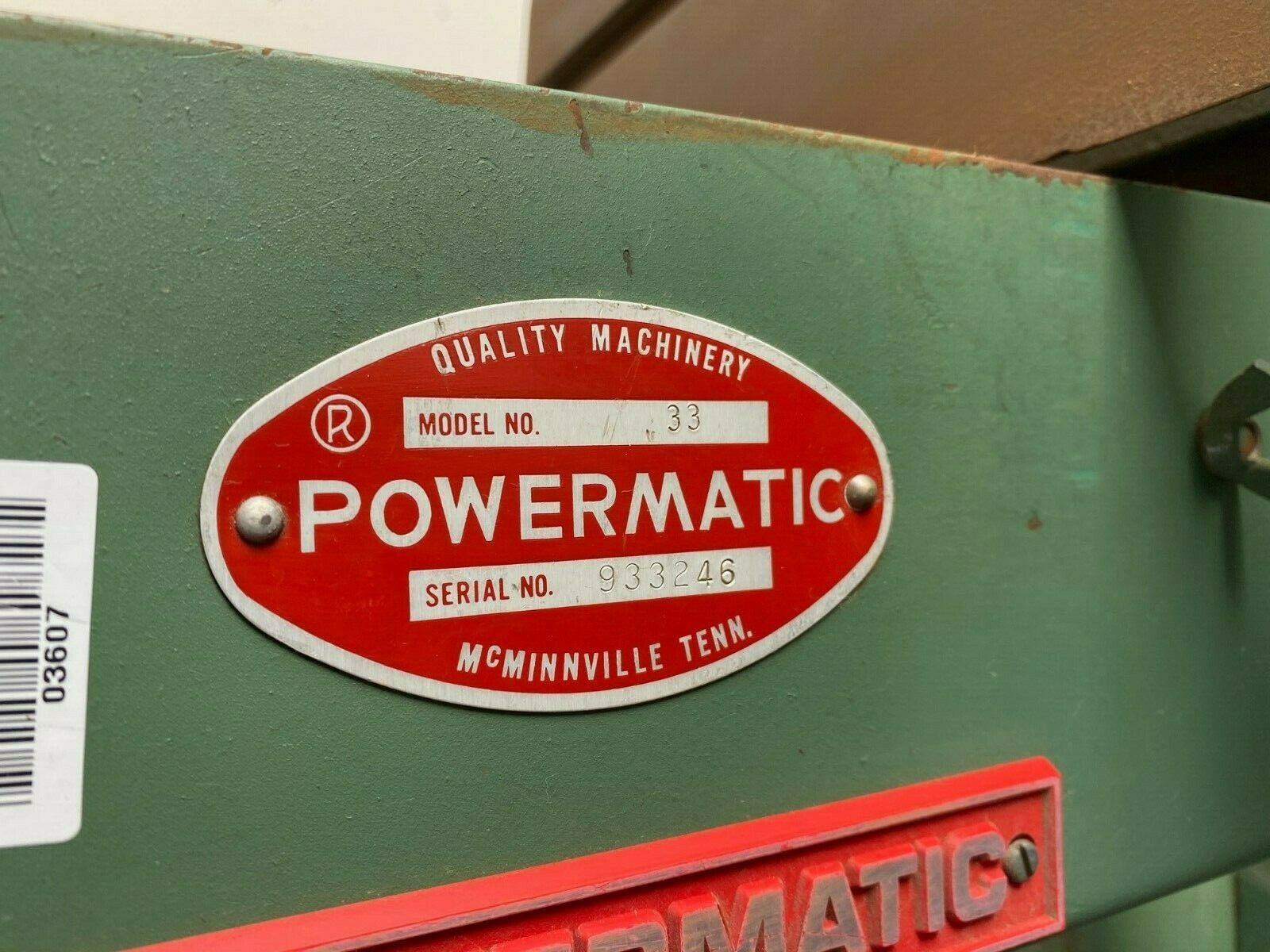 Powermatic Belt Sander Grinder Model 33 Made in USA Wood Working Machi